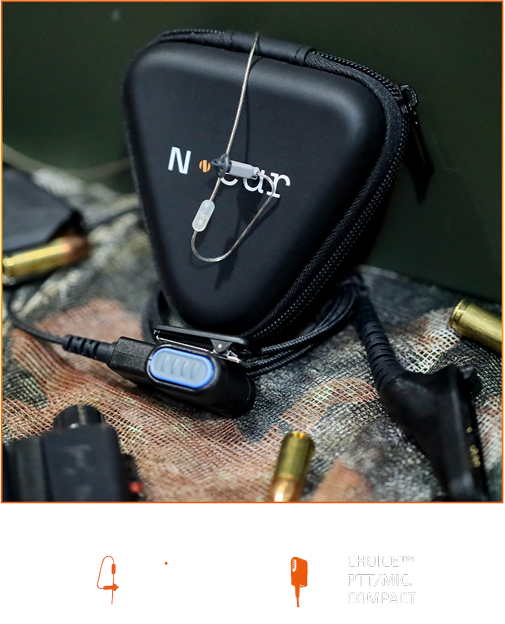 N-ear: Choice PTT Kits - Push-to-talks with 360 Radio Earpieces